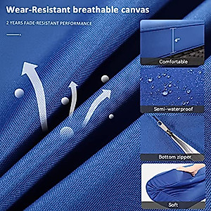 SUNVIVI OUTDOOR 5 Piece Patio Furniture Sets, All-Weather Black Wicker Rattan Outdoor Sectional Couch Sofa with Coffee Table & Washable Removable Navy Blue Cushions