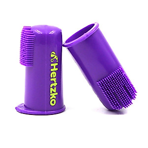 Hertzko Dog and Cat Finger Toothbrush 7-Pack for Small & Large Breeds - Advanced Oral Care, Easy Control - Dog Finger Toothbrush Small Breed Pink, Cat Toothbrush, Cat Finger Brush for Cats Teeth