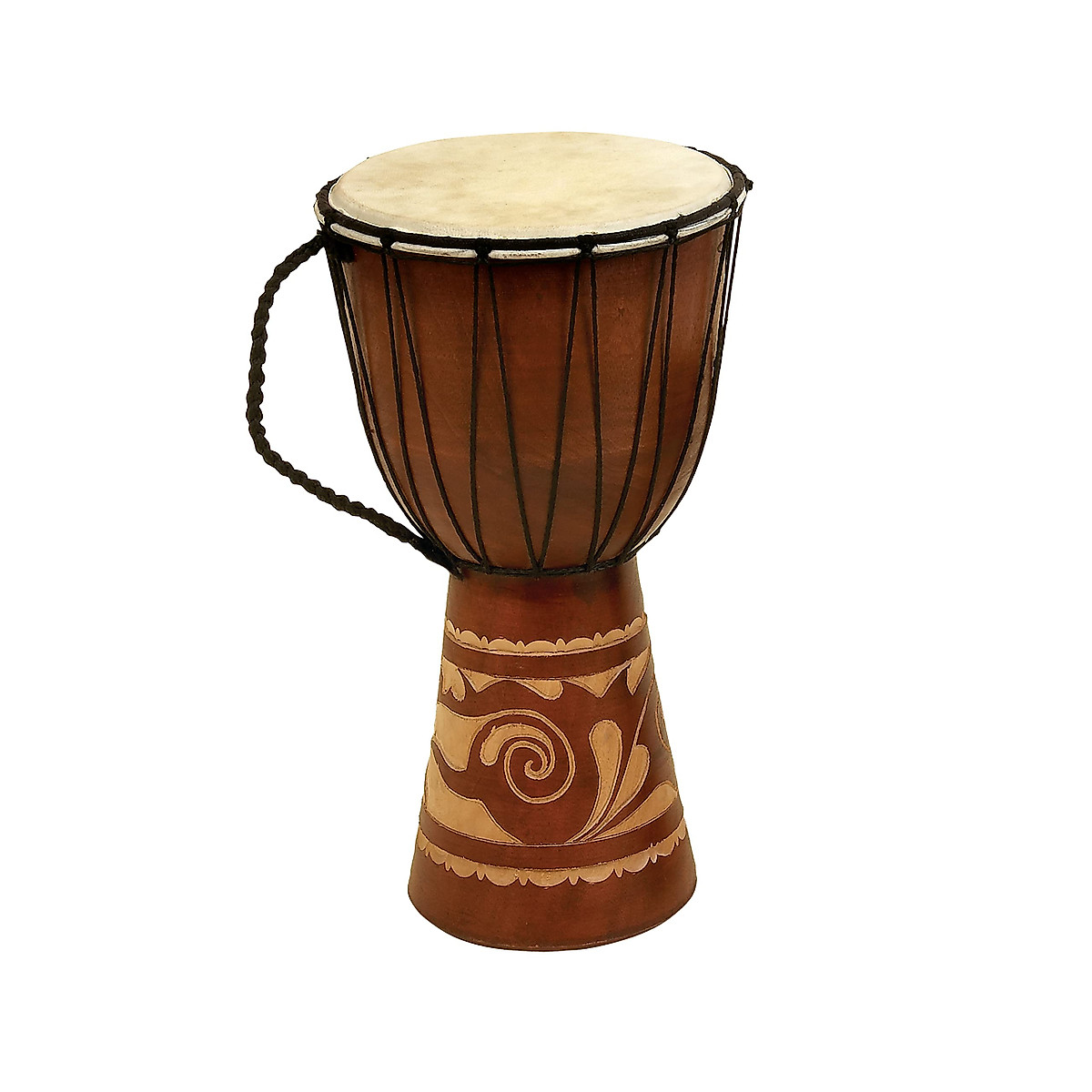 Deco 79 Wood Drum Handmade Decorative Sculpture Djembe Home Decor Statue with Rope Accents, Accent Figurine 9" x 10" x 16", Brown