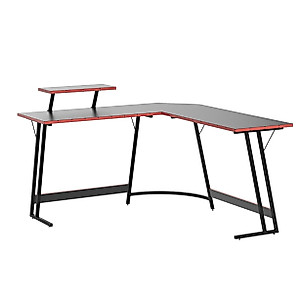 JUMMICO L Shaped Gaming Desk, 51 Inch Pc Corner Table, Computer Corner Desk with Monitor Stand for Home Office Sturdy Writing Workstation (Large, Black)