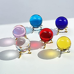 LONGWIN 60mm(2.4inch) Crystal Ball Solid Photography Glass Ball Spere with Golden Flower Stand Magic Ball