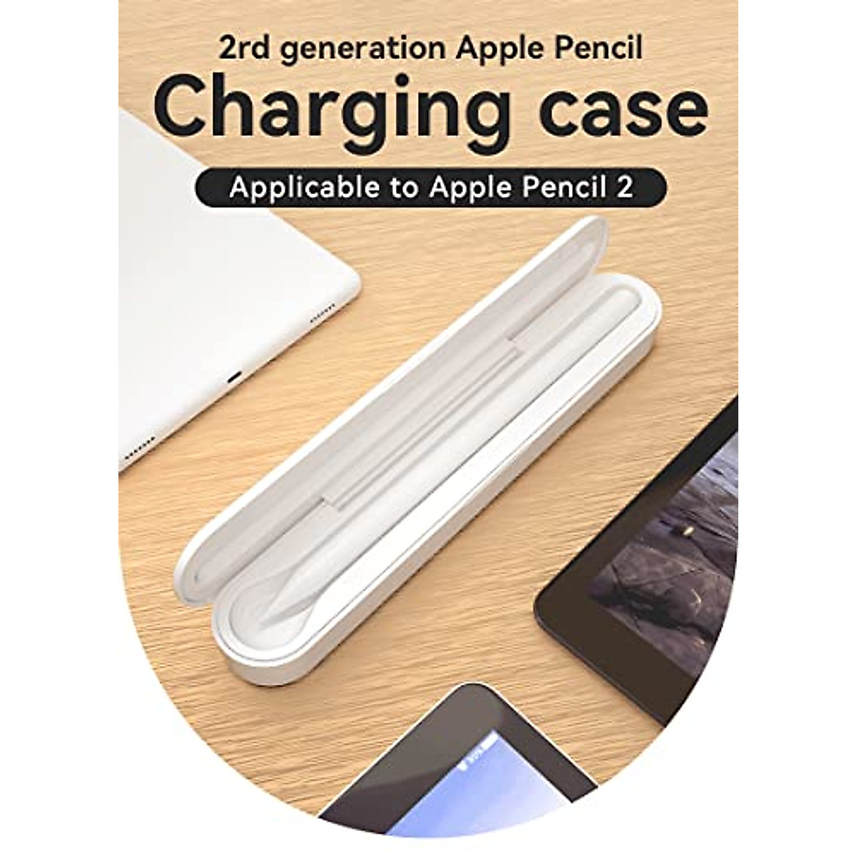 Charging Case for Apple Pencil 2nd Generation, Apple Pencil 2 Charger Dock Wireless Charger Case and Protective Case (White)