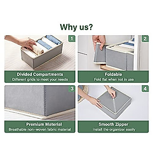 Kootek 10 Pack Drawer Organizers for Clothing, 92 Cell Dresser Organizer Socks Underwear Organizer Fabric Foldable Dividers Closet Organizers and Storage Boxes for Baby Clothes, Bra, Ties, Scarf