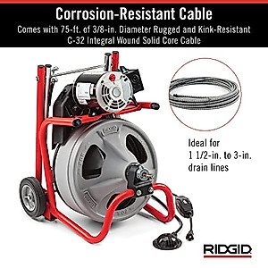 RIDGID 52363 Model K-400 Drain Cleaning 120-Volt Drum Machine Kit with C-32IW 3/8" x 75' Cable