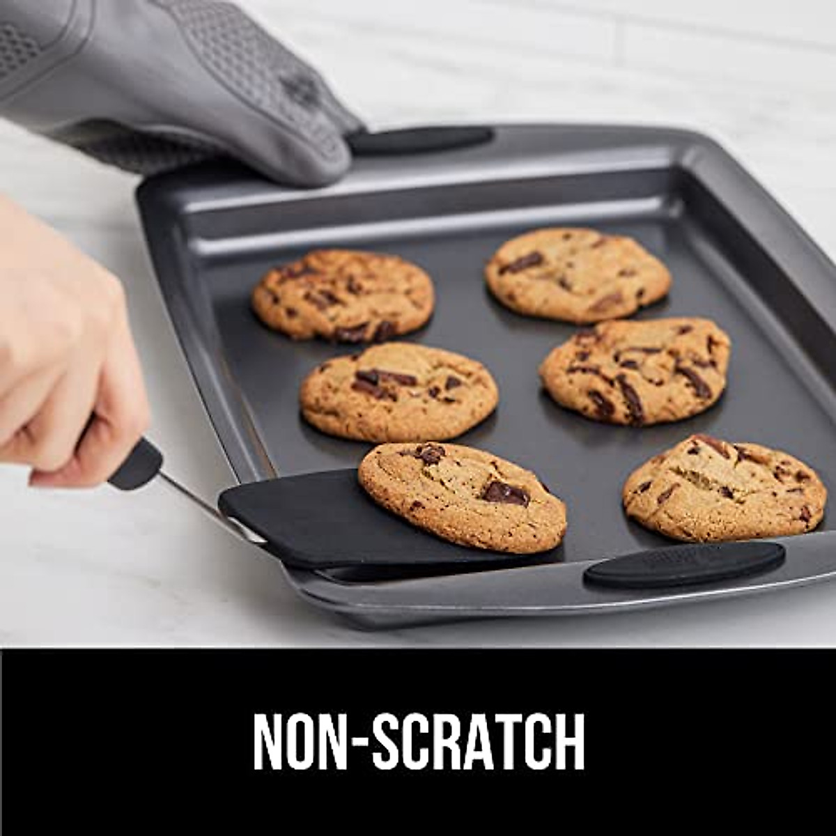 Gorilla Grip Silicone Nonstick Spatula, Heat Resistant, Soft Touch Slip Resistant Rubber Handle, BPA Free Nonscratch Kitchen Cooking Flipper, Mixing Spoon, Stainless Steel Spatulas, 11.6 In, Black