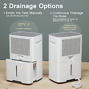 Kesnos 4500 Sq. Ft Dehumidifier for Home with Drain Hose -Ideal for Basements, Bedrooms, Bathrooms, Laundry Rooms -with Intelligent Control Panel, Front Display, 24 Hr Timer and 0.66 Gallon Water Tank