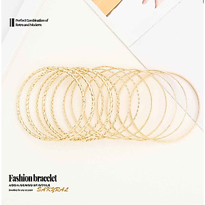 Sakytal Gold Stackable Bangle BraceletsIndian Multi Bangles Bracelet layered Bracelet Set for Women