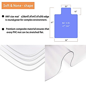 HYNAWIN Office Chair Mat for Hard Floors - 36''×47'',Heavy Duty Clear Wood/Tile Floor Protector PVC Transparent