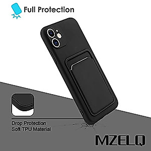 MZELQ Wallet Case for iPhone 11 (6.1 inch), Card Holder Camera Protection Cover for iPhone 11 + Screen Protector, Soft Slim Card Slot Case Compatible with iPhone 11 Phone Case -Black