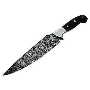 CF-28 Custom Handmade Damascus Steel 11.4" Inches Chef Knife - Beautiful Green and Black Micarta Handle