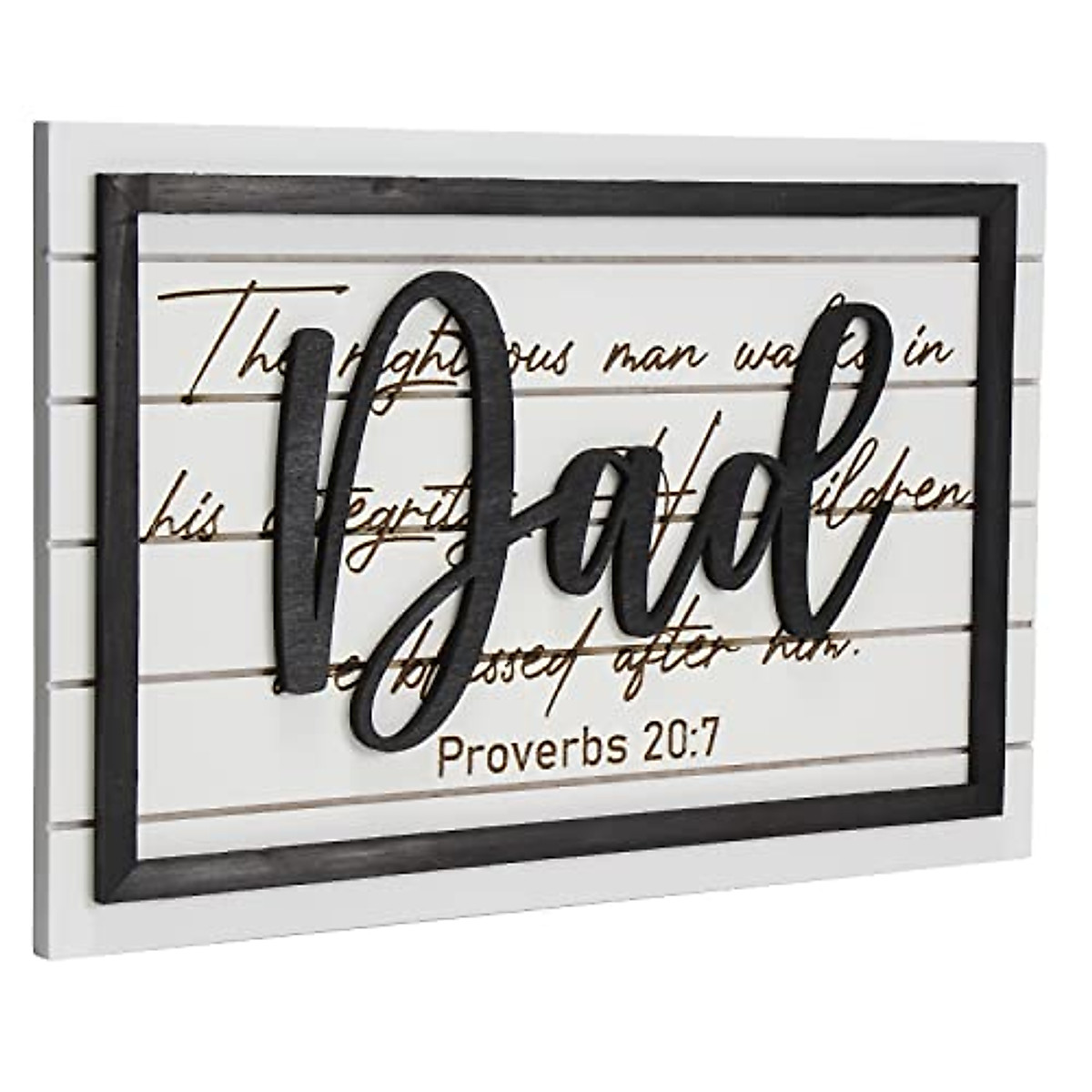 Dad Gifts from Daughter Son - Birthday Gifts for Dad, Christmas Gifts, Christian Gifts for Father, Religious Gifts for Men, Wooden Decorative Sign Plaque, Proverbs 20:7