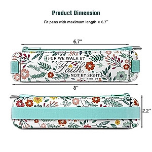 FINPAC 2-Pack Elastic Pencil Case for Notebook, Leather Pen Holder Stationery Zipper Bag for Pencils, Markers, Pen Pouch w/Elastic Band for Bible Journaling, Planners, Tablets (Spring Bloom & Lilac)