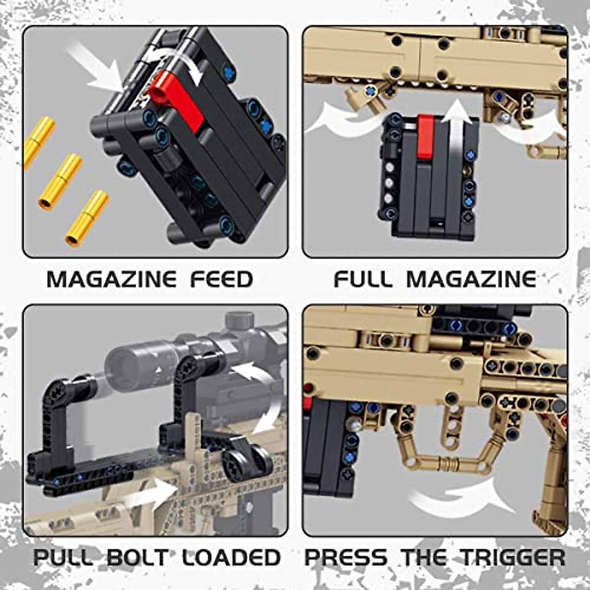 CASEIER 1086 Pieces Model Gun Building Blocks Set - 1:1 M24 Building Bricks Collection - Shootable and Gift for Christmas Collectible Surprises