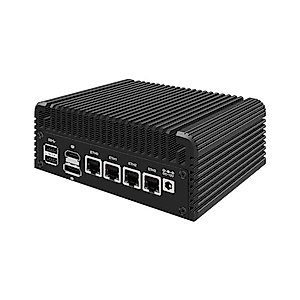 Micro Firewall Appliance, Mini PC, OPNsense, VPN, Router PC, Intel Alder Lake-N 12th Gen N100, HUNSN RJ35, GPIO, TF Slot, HDMI, DP, 4 x 2.5GbE I226-V, 8G DDR5 RAM, 128G SSD