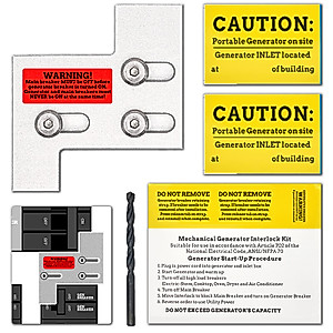 Generator Interlock Kit Compatible with General Electric GE 150 or 200 Amp Panels, 1 1/4 Inches Spacing Between Main and Generator Breaker, Interlock for Main and Generator Breaker Lockout Switch Kit