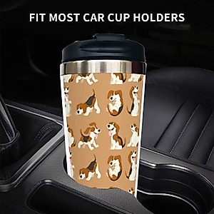 Yipaidel Beagle Dog Cartoon Travel Coffee Cup for Women, Stainless Steel Mug for Birthday Mother's Day Gift 14 OZ