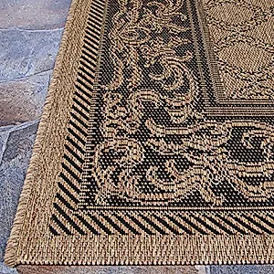 Couristan Recife Garden Lattice Indoor/Outdoor Area Rug, 8'6" Square, Cocoa-Black