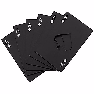 Famgee Wine Bottle Opener Stainless Steel Credit Card Size Casino Beer Bottle Opener Cap Opener for Your Wallet Wedding Party Groomsmen Bridesmaid Gifts 6 Pcs (Black)