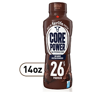 Fairlife Core Power 26g Protein Milk Shakes, Chocolate, Made with Canadian Milk, 414mL/14 fl. oz. (Pack of 6) Shipped from Canada