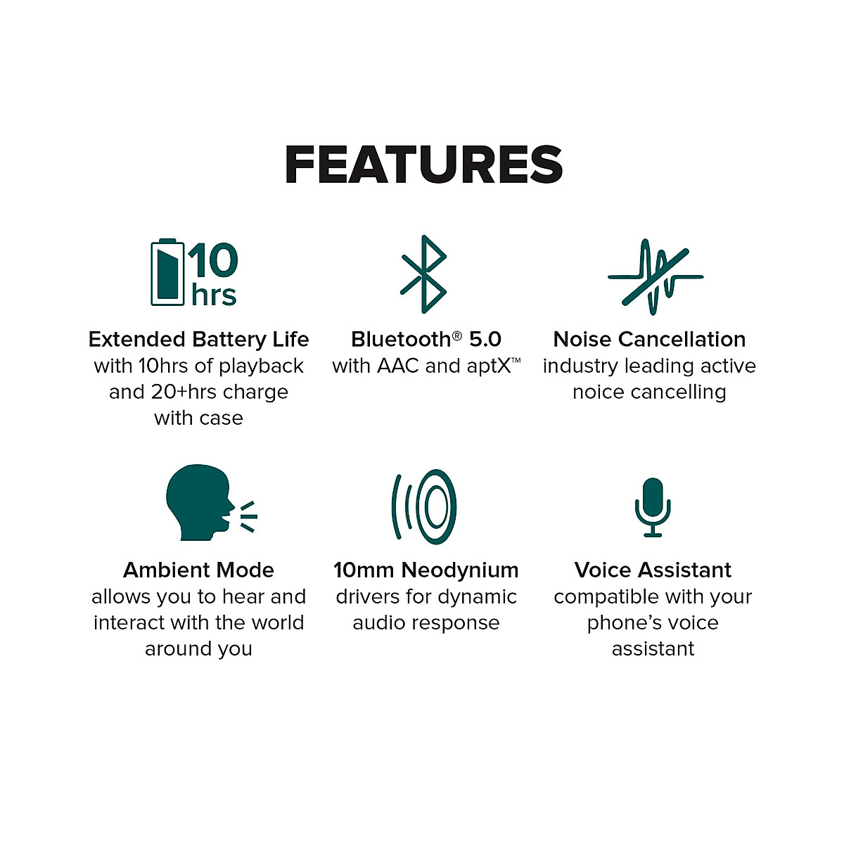 Cleer Audio Ally Plus, True Wireless Hybrid Noise Cancelling Earbuds with 30 Hour Battery, Water Resistant, Music & Calls (Warm Grey)