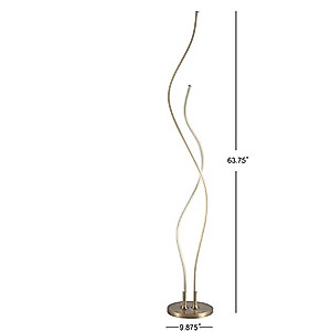 JONATHAN Y JYL7008B Cairo 63.75" LED Integrated Floor Lamp, Modern, Contemporary, Elegant, Office, Living Room, Family Room, Guest Room, Dining Room, Bedroom, Hallway, Foyer, Gold