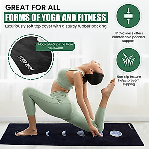 Black Lunar Mat by Yoga Zeal - Luxuriously Soft, Thick, Non-Slip, Hot Yoga Mat. Eco Printed. Designed to grip better with a sweaty yoga practice