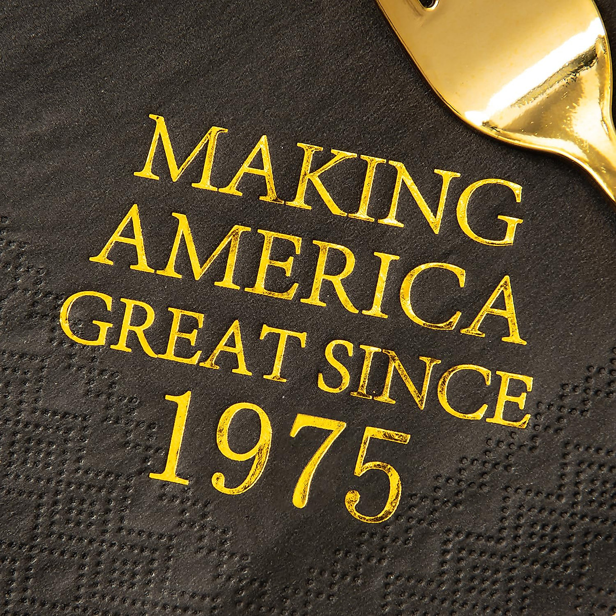 Crisky 50th Birthday Disposable Napkins Black and Gold Dessert Beverage Cocktail Cake Napkins 50th Birthday Decoration Party Supplies for Man Making Great Since 1975, 50 Pack 4.9"x4.9" Folded