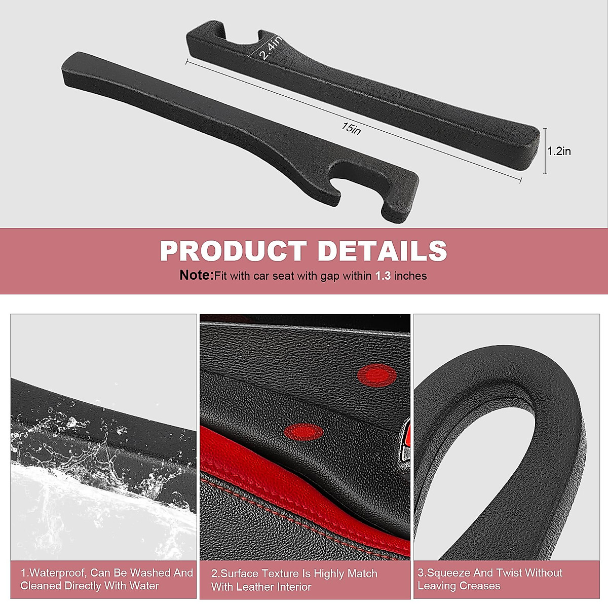 KAYZT Seat Gap Filler Universal Fit Car SUV to Fill The Gaps Between Seat and Console Blocker Stopper Pack of 2 Black