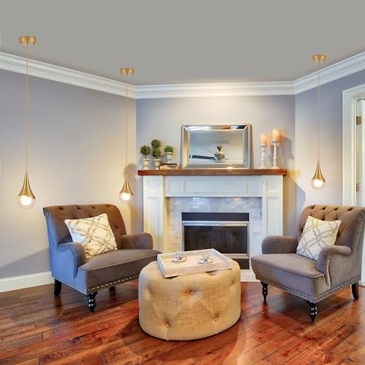 Dijiahua Gold Pendant Lights Kitchen Island 3 Pack, Modern Brass Raindrop Pendant Light Fixture Set of 3 with Clear Glass Globe,Mini Teardrop Chandelier,Adjustable Cord Hanging Lighting for Sink