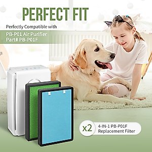Nisreen PB-P01 Replacement Filter Compatible with Pro Breeze Air Pu-rifier Filter Replacement Model PB-P01, Compare to Part# PB-P01F, 4-IN-1 PB-P01F-US Filter with H13 True HEPA, 2-Pack