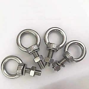 HYXXYY Shoulder Eye Bolt, M10 304 Stainless Steel Eye Bolts 3/8"x1.18" Eye Bolts Heavy Duty Screw Bolt with Washer and Nuts Set Muti-Function for Indoor Outdoor, 10mm x 30mm, 4 Pack