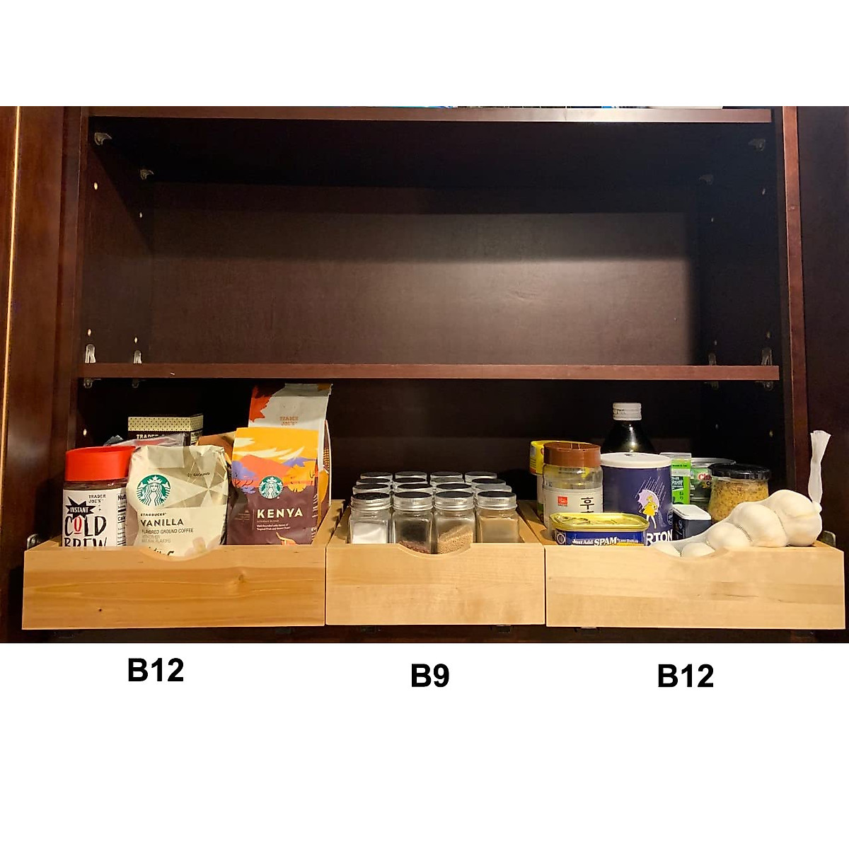 CabinetRTA Wood Pull Out Spice Rack Organizer for Cabinet - 5.5"(W) x 10"(D) x 2"(H) for Upper Kitchen Cabinets and Pantry Closet, for Spices, Sauces, Canned Food etc…