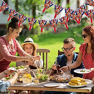 King Charles III Union Jack Bunting Banner with 15 Triangle Flags, Our New King To Be British String Bunting for His Majesty's Royal Coronation Ceremony Pub BBQ Royal Events Street Party Decorations