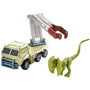 MATCHBOX JURASSIC WORLD DINO TRANSPORTERS DILOPHO-LOADER Vehicle and figure