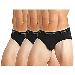 Calvin Klein Men's Luxe Pima Cotton Multipack Hip Brief, Black, Black, Black, X-large