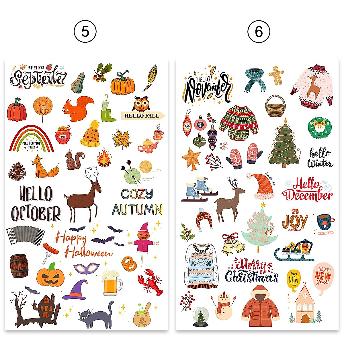 CIEMODA Holiday Seasonal Planner Stickers,Scrapbook Stickers,Vintage Seasonal Sticker,Daily Planners,Calendar Stickers for Adults Women Girls