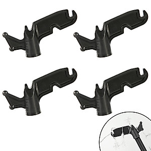 PEUTIER 4pcs Plastic Utility Hook, 3/4 inch Screw on Pole Hook Attachment Multi Purpose Extension Pole Hook for Threaded Poles Hanging Christmas Light Strings Bird Feeders Rope (Black)