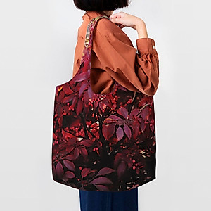 Burning bush with red berries Print Canvas Tote Bag Aesthetic Tote Bag Reusable Shopping Bag For Women Men Gift Bag