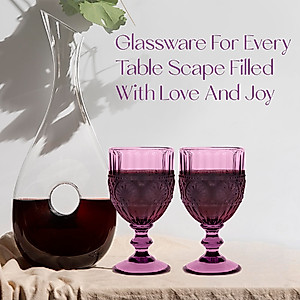 American Atelier Vintage Purple Wine Glasses | Set of 4 | Wine Goblets | Colored Vintage Style Glassware | Dishwasher Safe | Purple | 12-Ounce Capacity