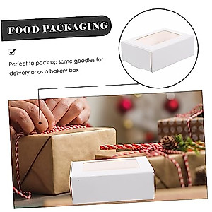 NUOBESTY 50pcs Packaging Boxes Mini Cake Containers Clear Bread Box Soap Container Treat Box Compact Paper Box for Cookie Small Cake Boxes Packing Box Storage Box Carton Airplane Box White