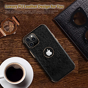 LOHASIC for iPhone 12 Pro Max Leather Case, Slim Luxury Elegant Men Women Business PU Cover Soft Non-Slip Grip Shockproof Anti-Scratch Protective Phone Cases for iPhone 12 Pro Max 6.7 inch - Black