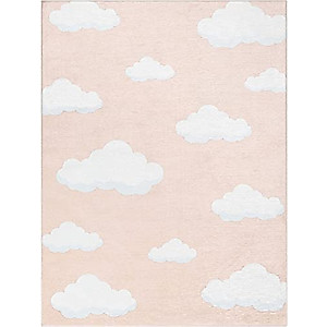Well Woven Clouds Rug Coral 5' x 7' Apollo Kids Collection