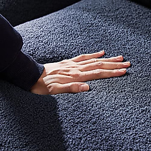 Pingliang Home Modular Sectional Sofa, 5 Seat U Shaped Sectional Couch with 2 Ottoman, Modern Comfy Sherpa Fabric Sofa Couches for Living Room, Blue