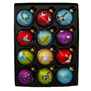 Kurt Adler Twelve Days of Christmas Ball Ornament, 65mm, Set of 12, Glass