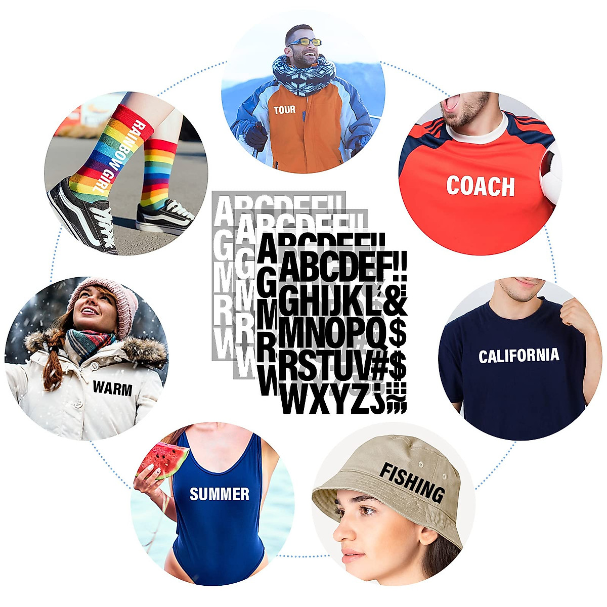 10 Sheets 440 Pieces Iron on Letters, 2 Inch Iron on Vinyl Letters, Heat Transfer Letters with A-Z PU Alphabets Sticker for Fabric, Clothing T-Shirt Printing DIY Craft