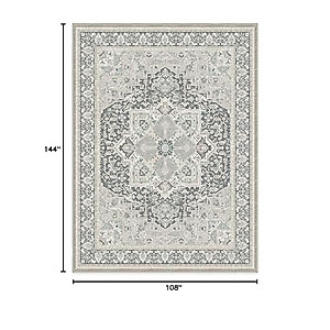RUGGABLE x Hendesi Heriz Washable 9x12 Large Area Rug, Abalone, Premium Vintage Rugs for Living Room, Bedroom, Kitchen, Office, Classroom with Gripper Non Slip Pad