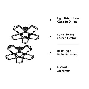 LECLSTAR 2-Pack Garage Light 160W LED Garage Light - 16000LM 6500K Deformable LED Garage Ceiling Light, LED Shop Light with 5 Multi-Position Panels, Easy-Installation LED Lights for Garage, Workshop