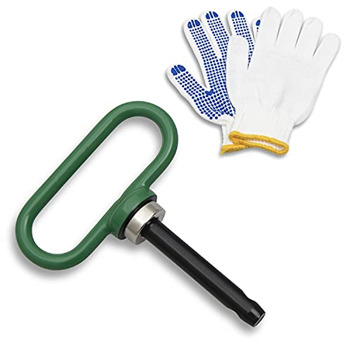 Clarawood Magnetic Hitch Pin - Heavy Duty Magnet Secure Pin for ATV, UTV, Lawn Mower and Trailer Gate - Simple One Handed Hook On and Off - Complete with Protective Gloves