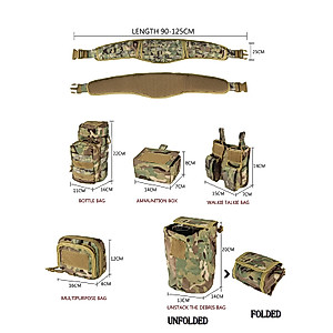 5 in 1 Tactical Duty Padded Belts for Law Enforcement Modular Heavy Equipment Police Duty Utility Belt with Pouches (CP)