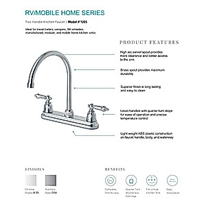Laguna Brass 1205SS RV Mobile Home Non-Metallic High Arc Swivel Kitchen Sink Faucet Brushed Nickel Finish